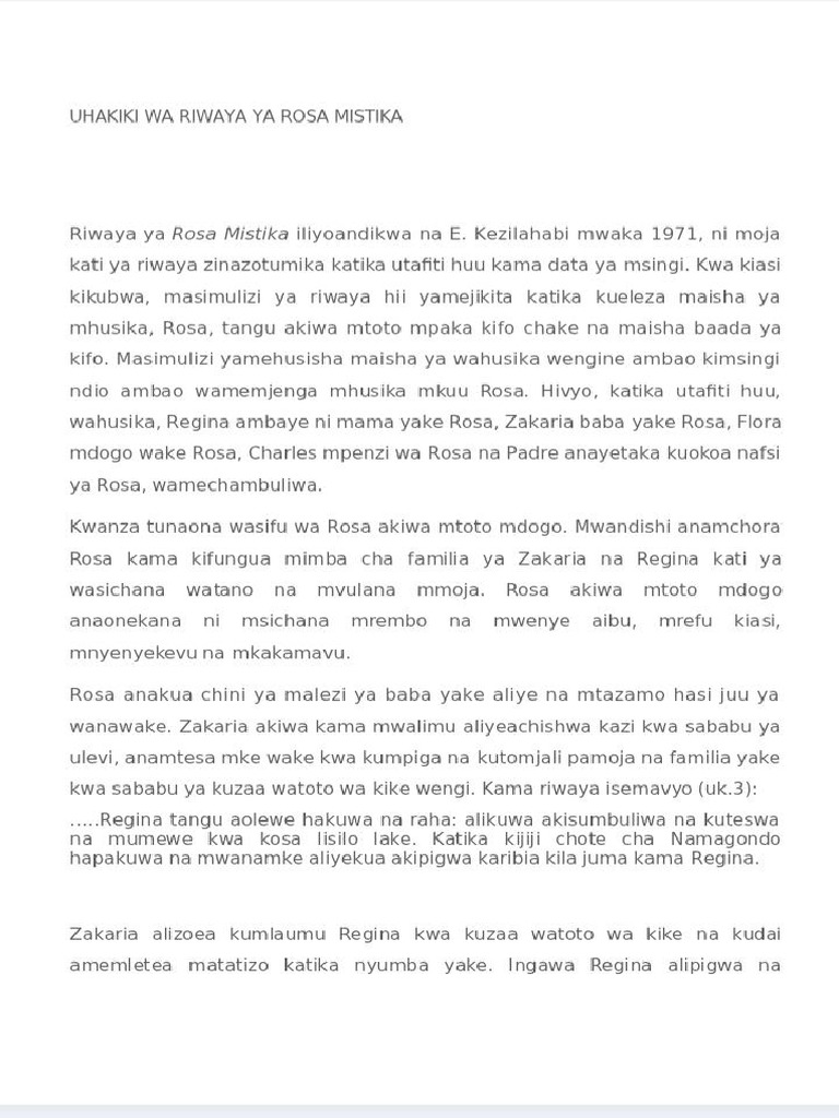 Uhakiki Wa Rosa Mistika | PDF