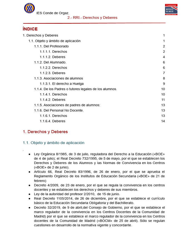 2.-RRI. Derechos y Deberes | PDF | Maestros | Derecho laboral