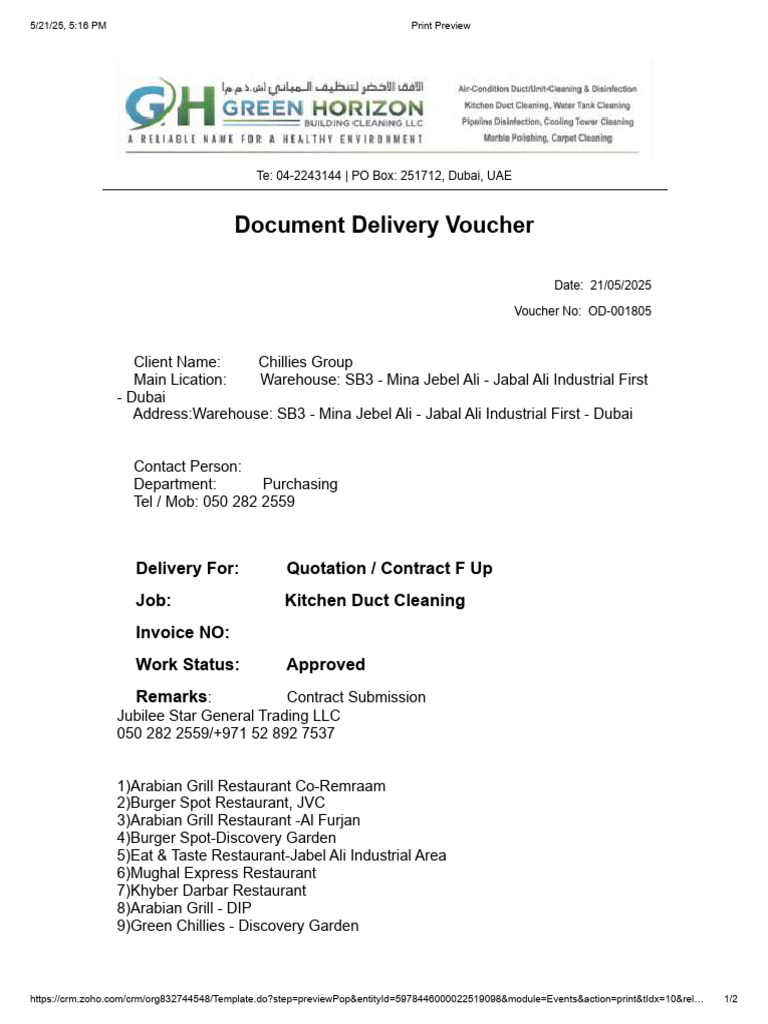 Restaurant Delivery Voucher Details | PDF