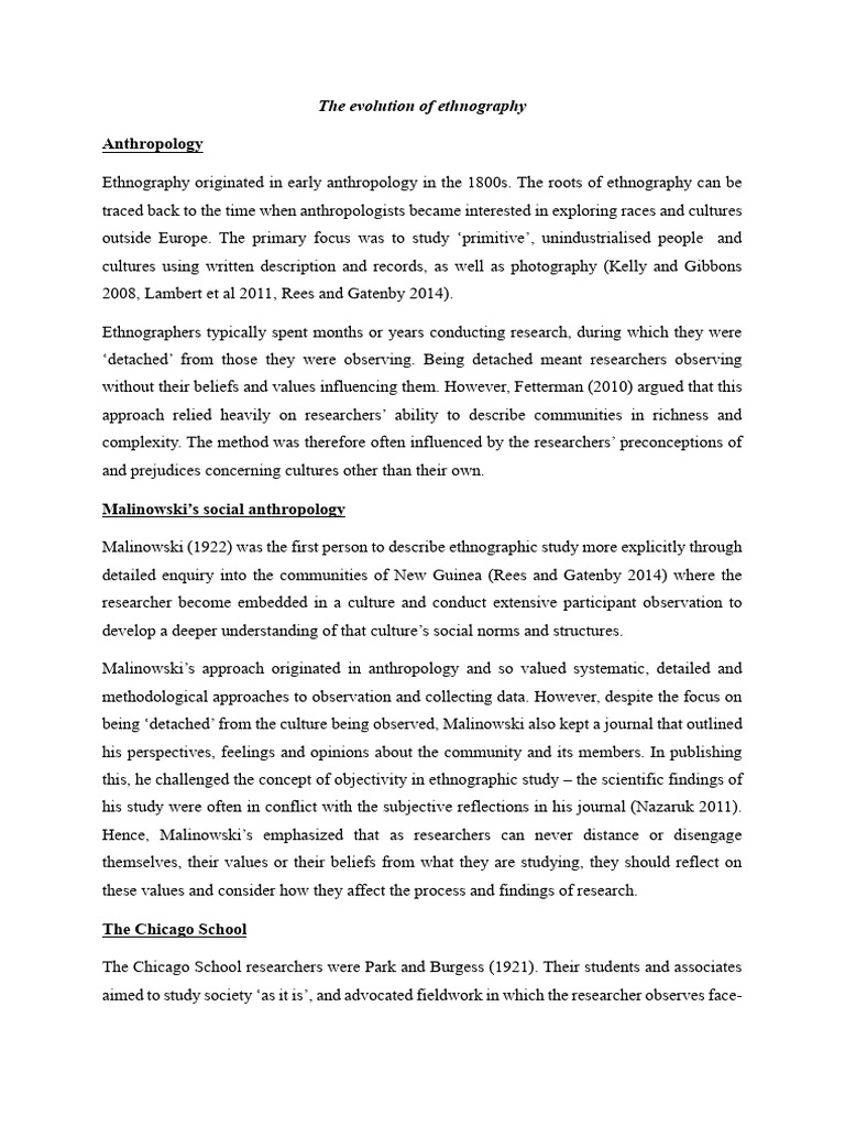 Evolution of Ethnography in Anthropology | PDF | Ethnography | Anthropology
