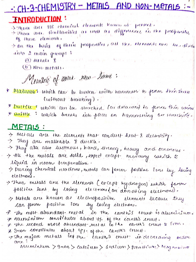 Metal and Nonmetals | PDF