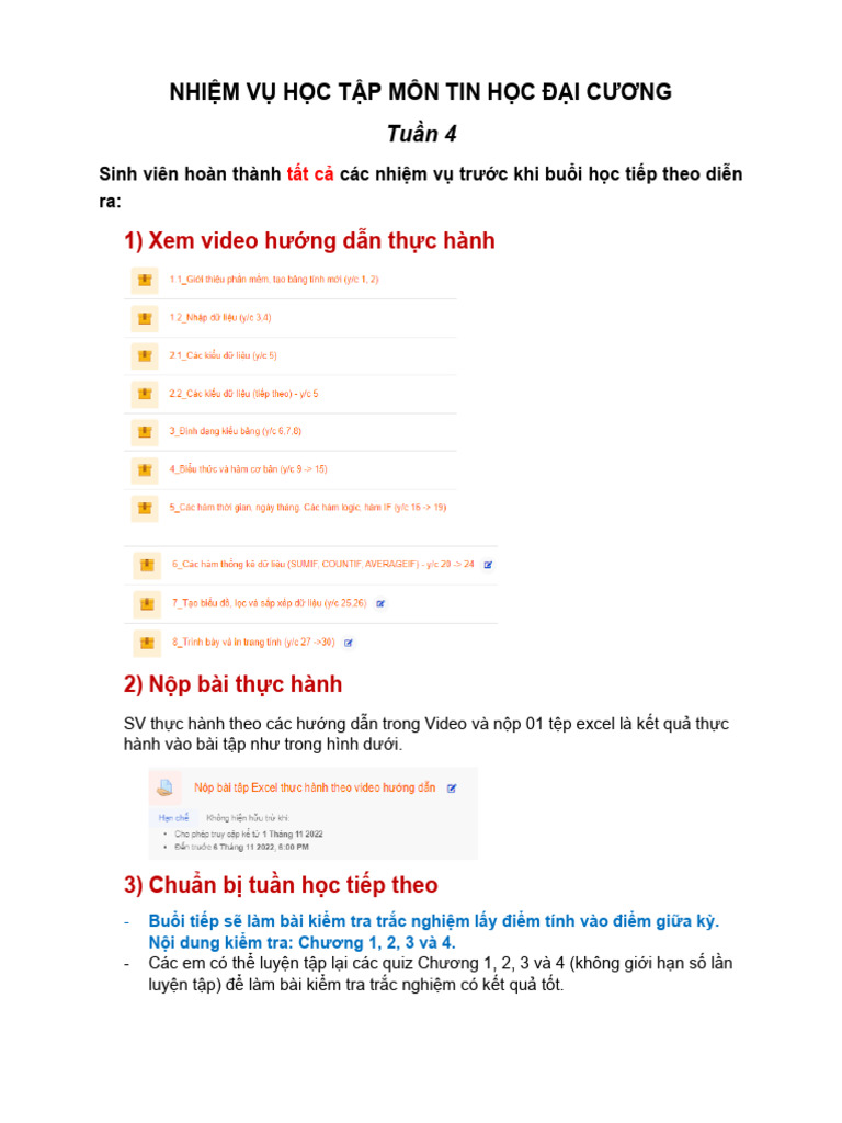 Yeu Cau Tu Hoc - Tuan 4 | PDF