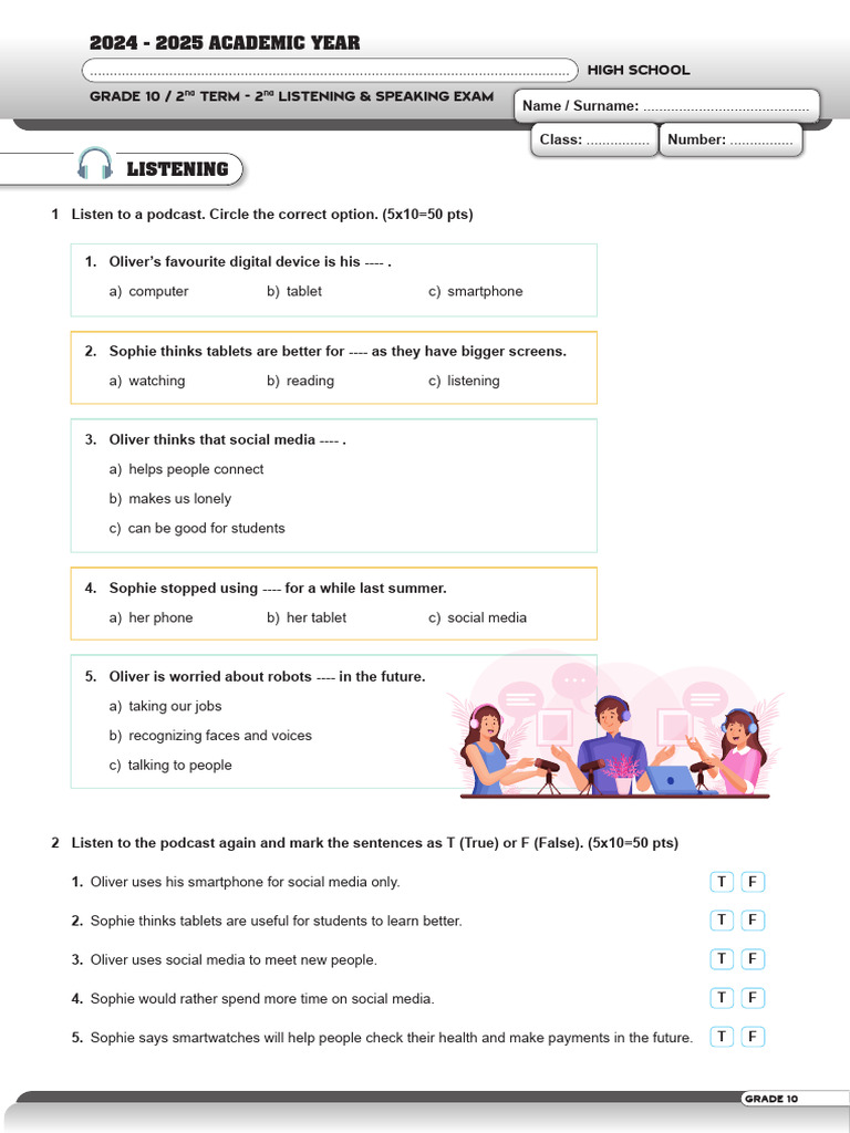 Grade 10 Term 2 Listening Speaking Exam 2 | PDF | Tablet Computer ...