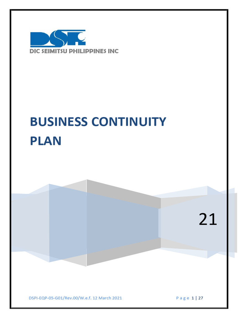 DSPI Business Continuity Plan | PDF | Business