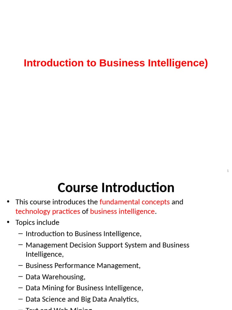 Business Intelligence Intro | PDF | Business Intelligence | Data Warehouse