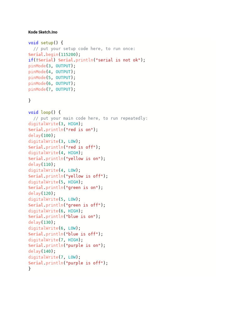Kode Arduino Uno WOKWI Latihan 2 (Lifia XII.1) | PDF | Arduino