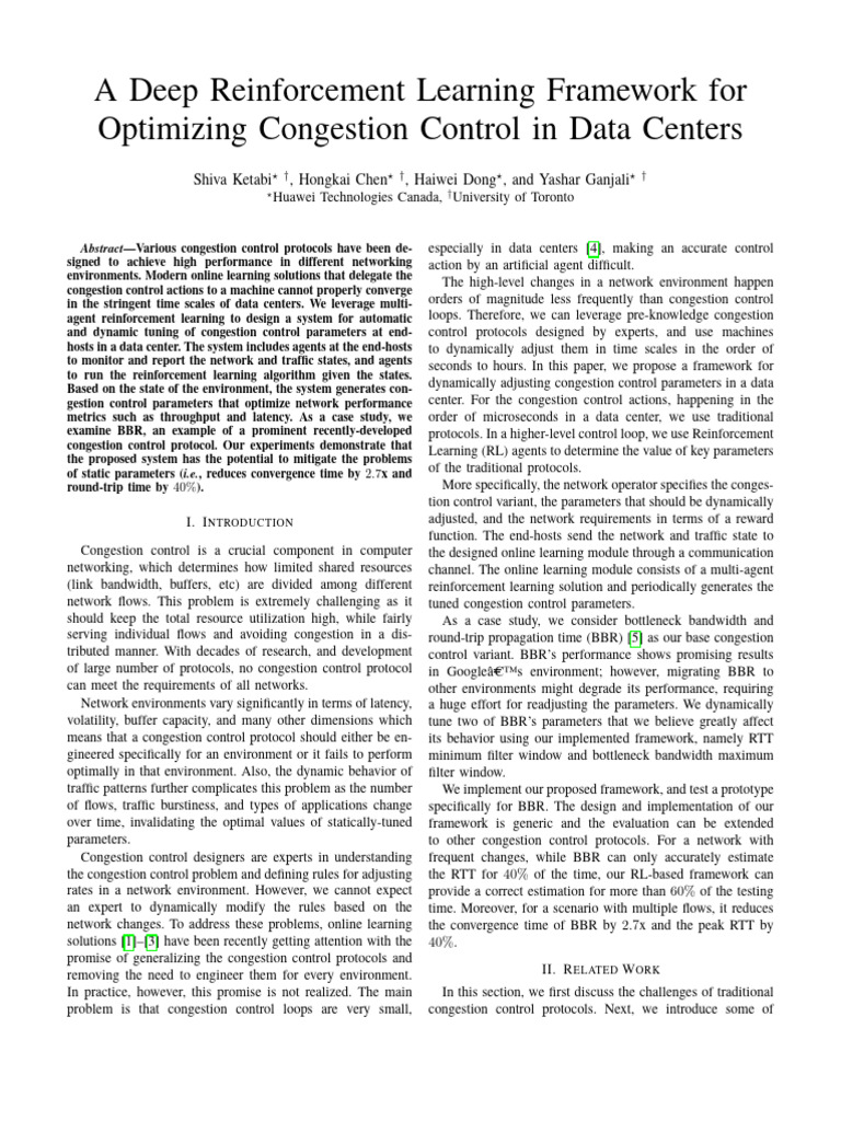 A Deep Reinforcement Learning Framework For Optimi | PDF | Network Congestion | Computer Network