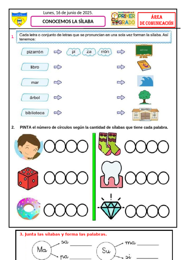 Ficha de Comunicacion 16 de Junio La Silaba | PDF