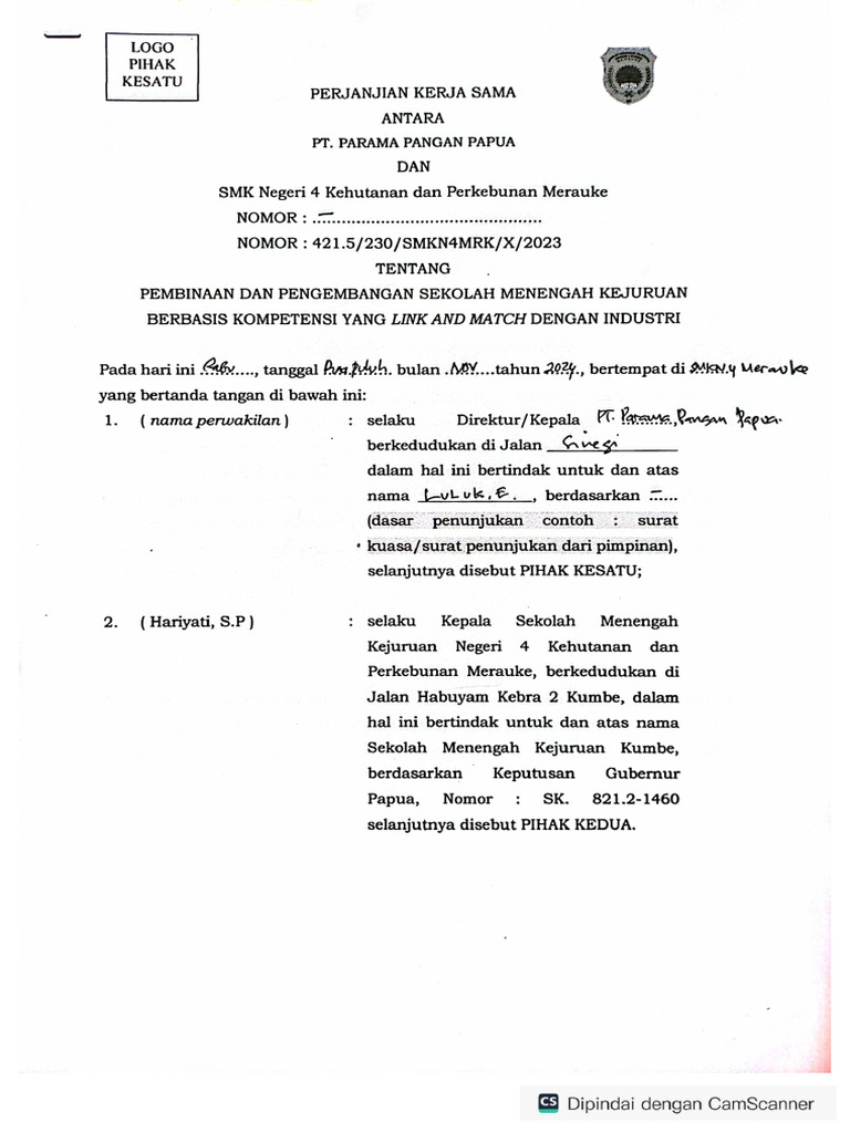 PKS Dengan PT Parama Pangan Papua | PDF