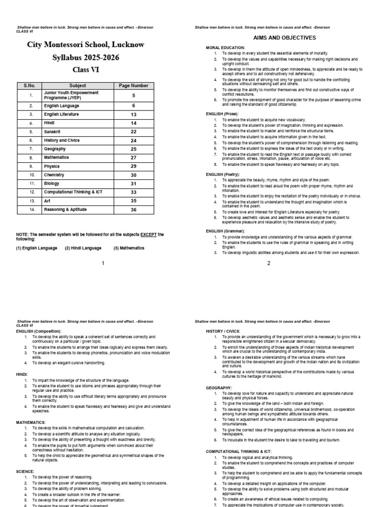 CMS Class 6 Syllabus 2025-26 | PDF | Reading Comprehension | English ...