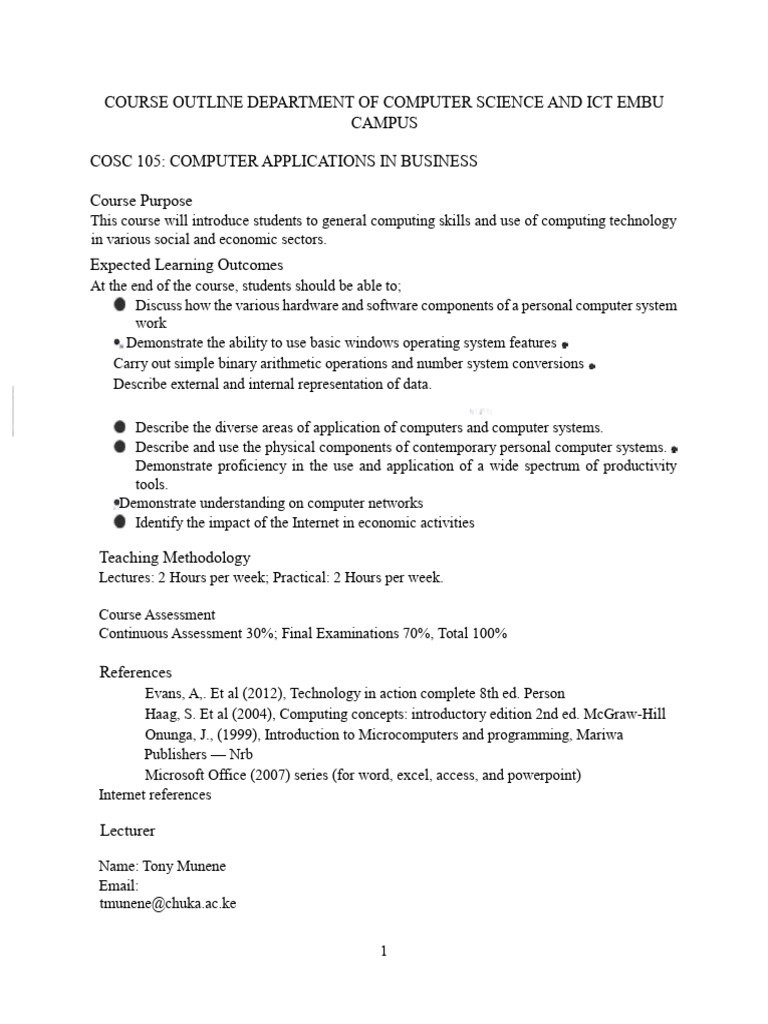 Cosc 105 Lec I & Lec Ii | PDF | Computer Data Storage | Bios