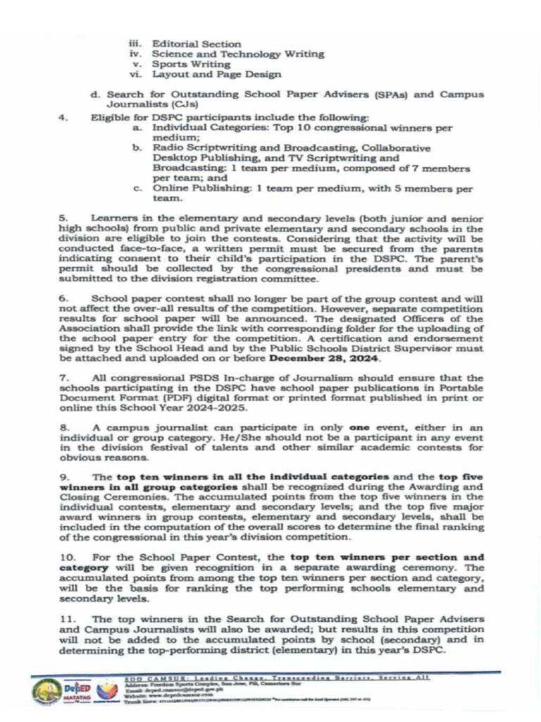 DSPC Memo 2025 | PDF