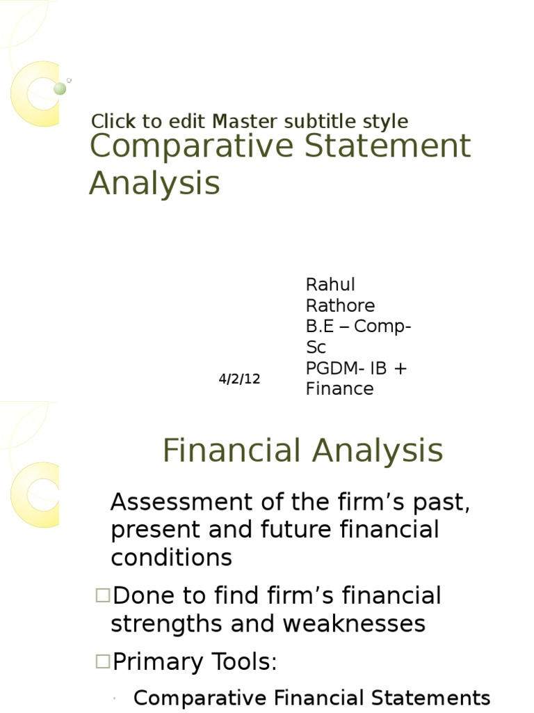Comparative Statement Analysis: Click To Edit Master Subtitle Style ...