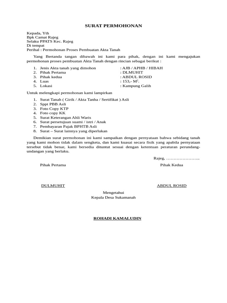 Surat Permohonan Ajb 1 | PDF