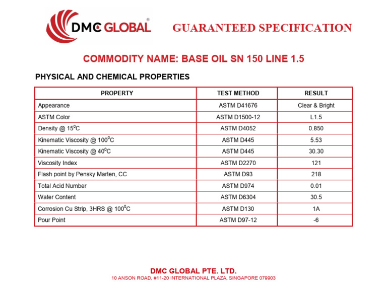 Spec Group 1 Based Oil Sn150 l1.5 (Done) | PDF