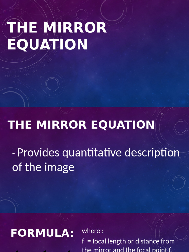 The Mirror Equation | PDF