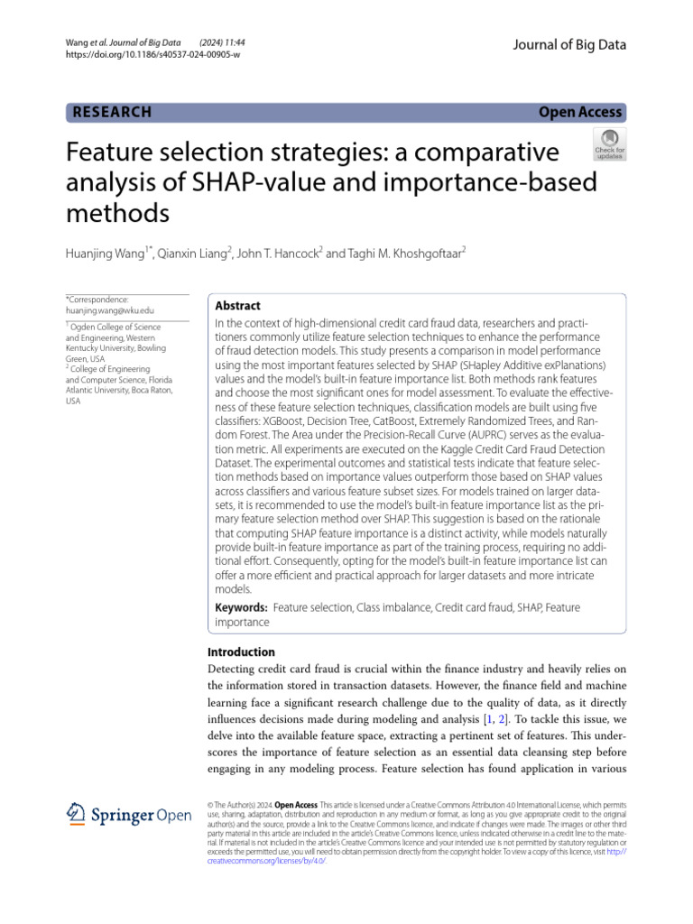 Feature Selection Strategies: A Comparative Analysis of SHAP Value and Importance Based Methods ...