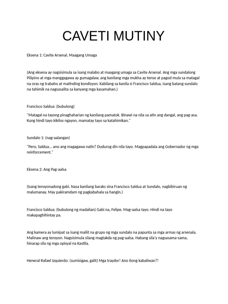 Caveti Mutiny Group 2 Script | PDF