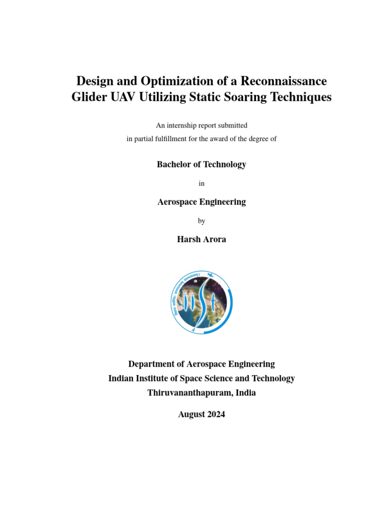 Design and Optimization of A Reconnaissance Glider UAV Utilizing Static ...