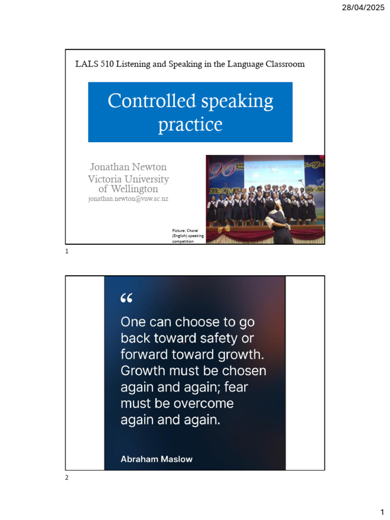 510 Speaking Practice Class Slides For Nuku | PDF | Second Language | Learning