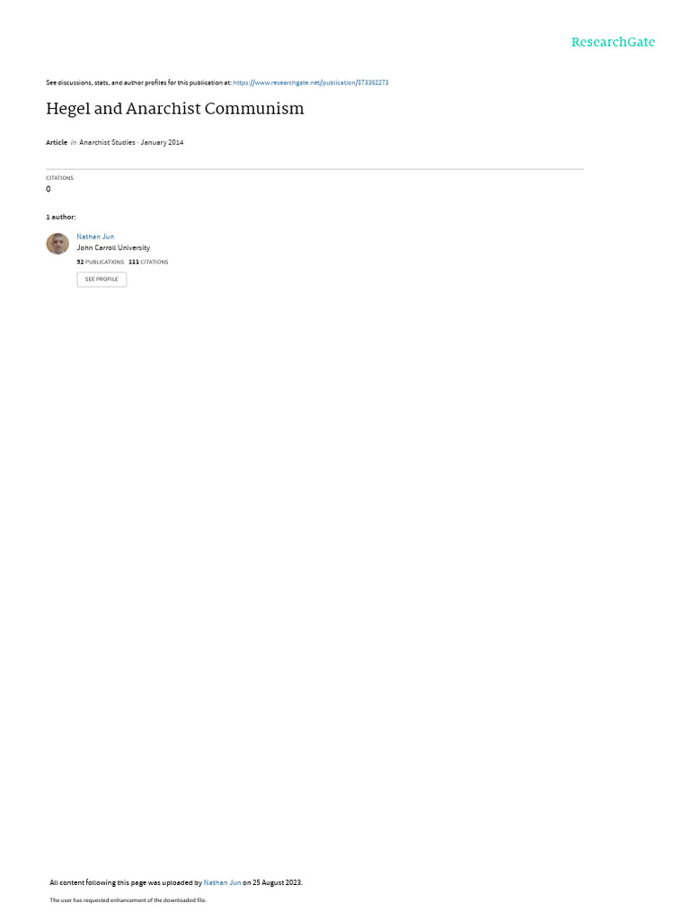 JUN, Nathan - Hegel and Anarchist Communism | PDF | Georg Wilhelm ...