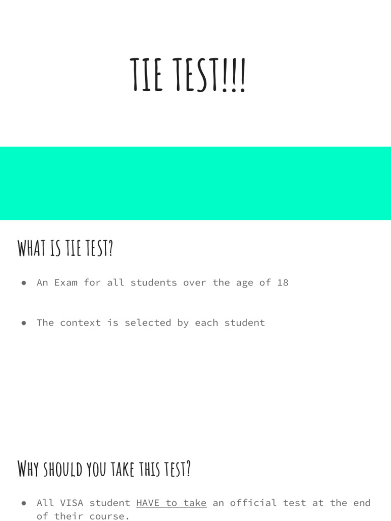 Tie Test!!! | PDF