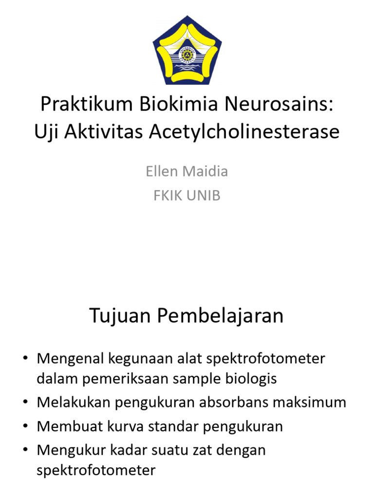 Uji Aktivitas Acetylcholinesterase Biokimia | PDF