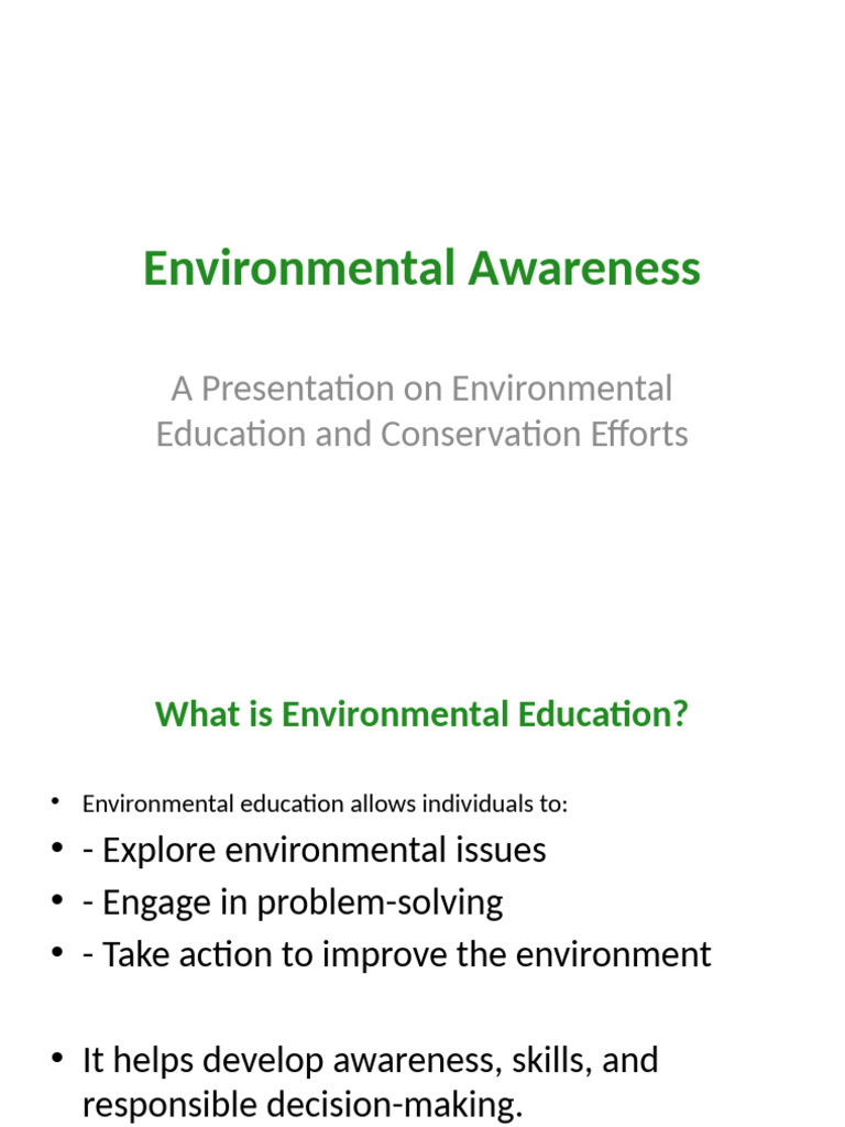 Environmental Awareness Presentation With Images | PDF