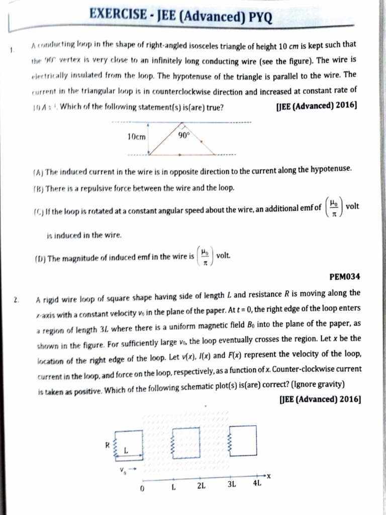 Iit Advanced Questions of Emi | PDF | Force | Electromagnetism