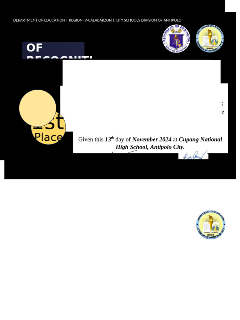 Literature Winners Certificate | PDF