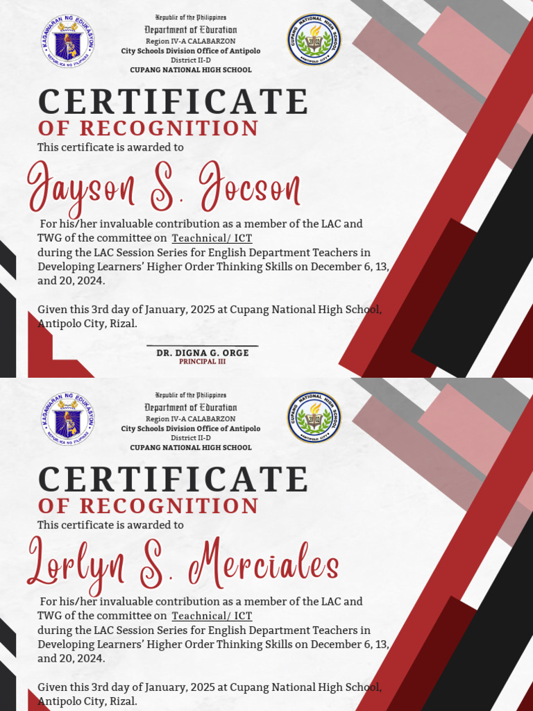 LAC Session Certificates 2025 | PDF | Public Administration ...