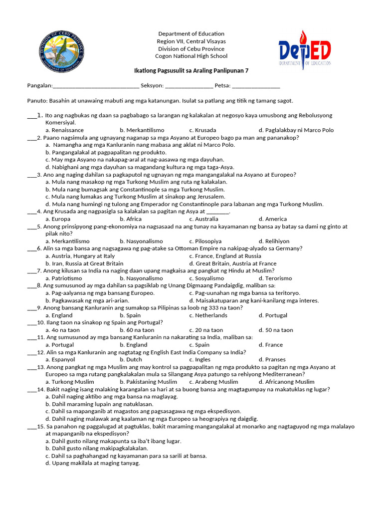 AP 7 3rd Quarter | PDF