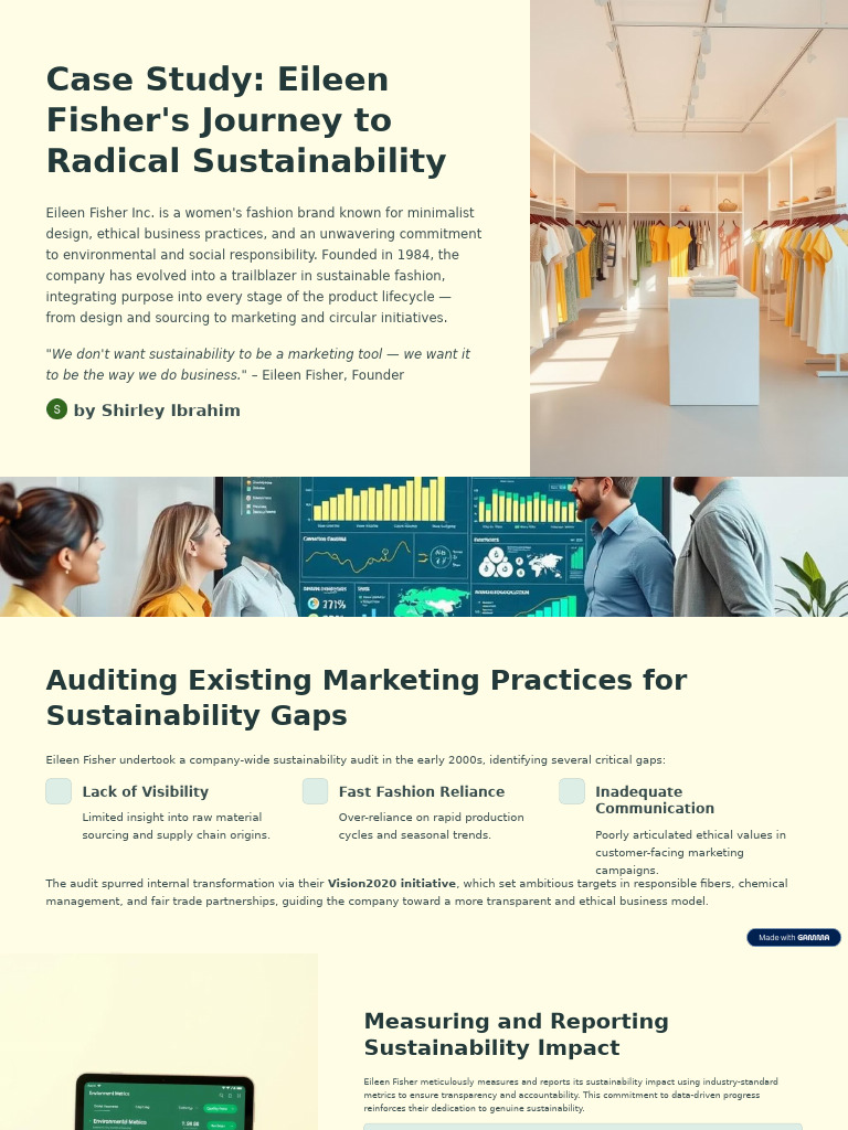 Case Study Eileen Fishers Journey To Radical Sustainability | PDF ...