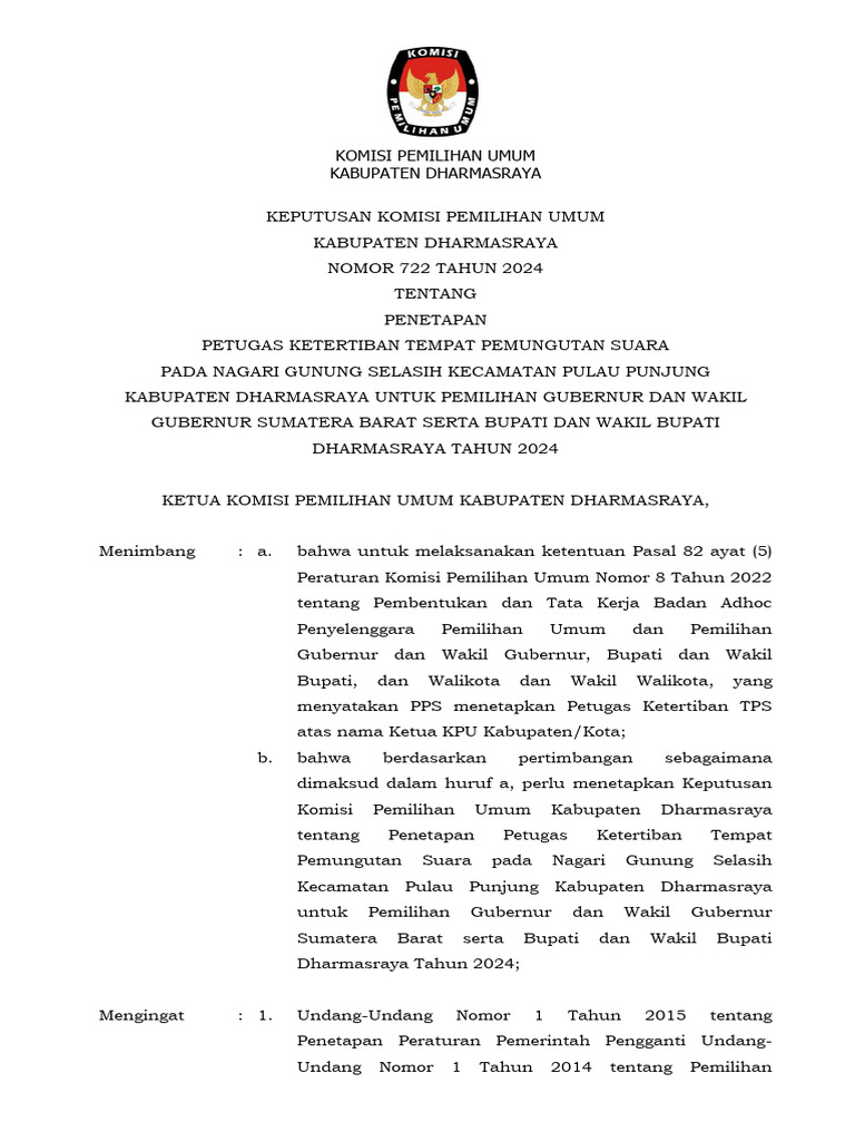 27 SK Penetapan Dan Pengangkatan Gastib TPS Nagari Gunung Selasih | PDF