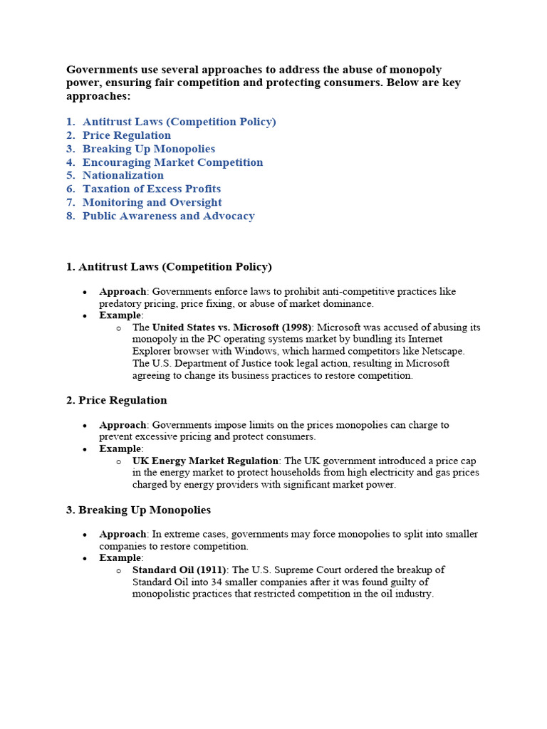 Addressing Monopoly Power Abuse | PDF | Monopoly | Competition Law
