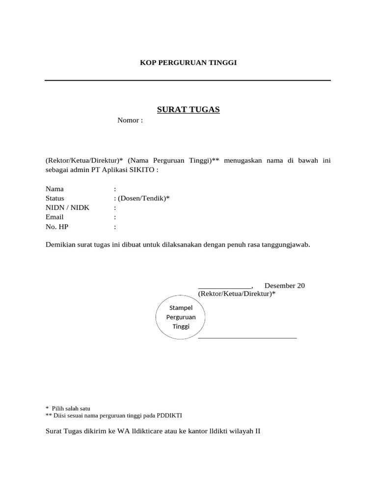 Surat Tugas: Kop Perguruan Tinggi | PDF