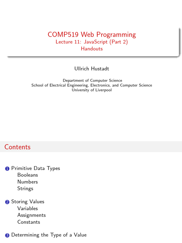 JavaScript (Part 2) - Primitive Datatypes, Variables, Constants, and Assignments | PDF | Boolean ...