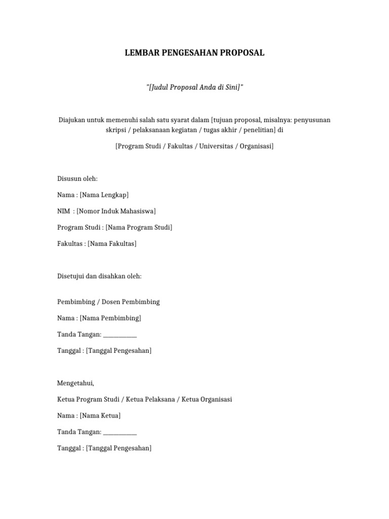 Lembar Pengesahan Proposal | PDF