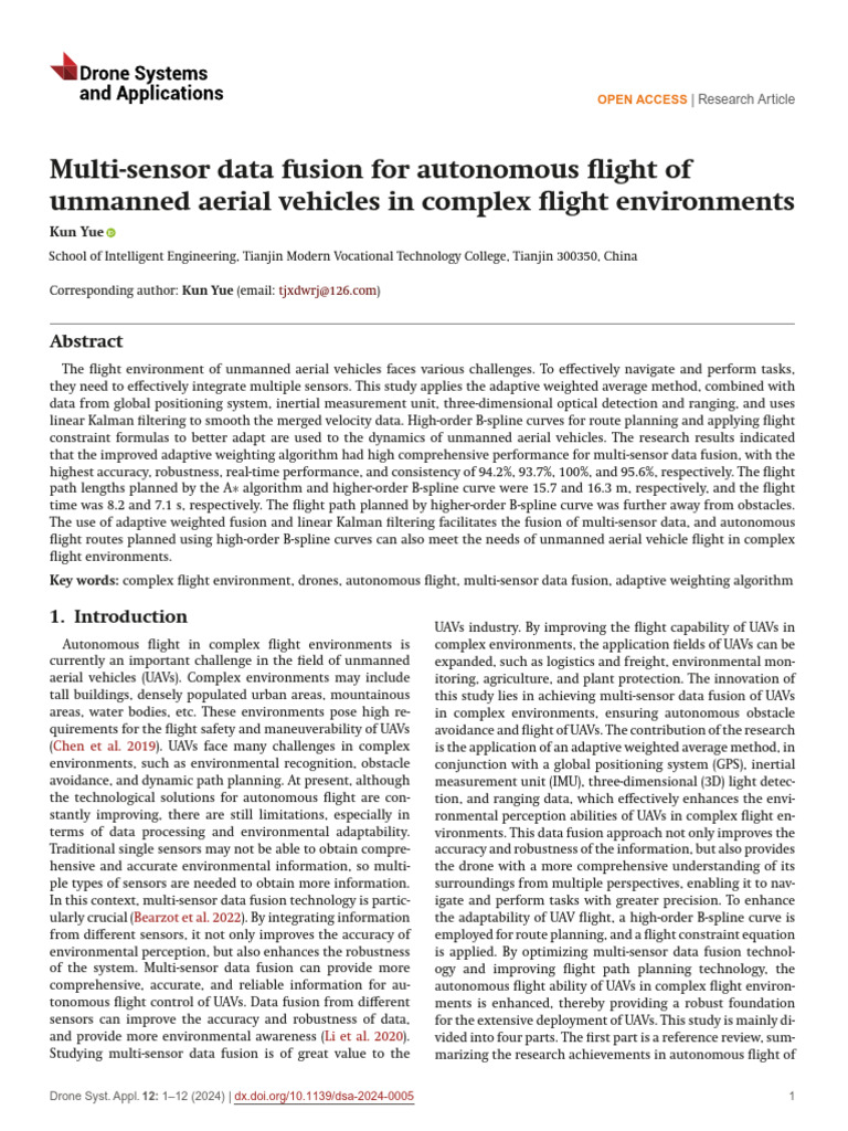 Yue 2024 Multi Sensor Data Fusion For Autonomous Flight of Unmanned Aerial Vehicles in Complex ...
