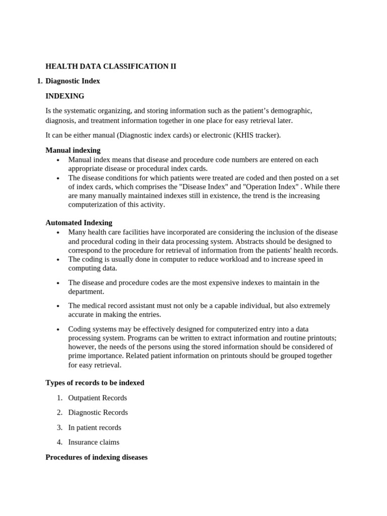 Health Data Classification Notes Ii | PDF | Fetus | Maternal Death