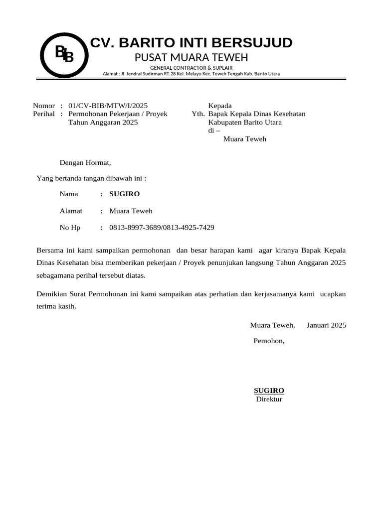 CV Barito Inti Bersujud Ada Isi | PDF