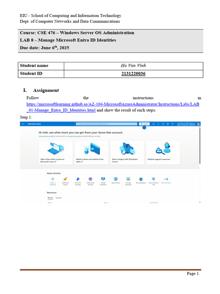 Lab 8 - Manage Azure Active Directory Identities | PDF | Computer Networking | Operating System ...