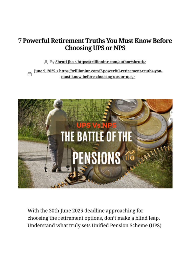 UPS vs NPS: Key Retirement Insights | PDF | Pension | Retirement
