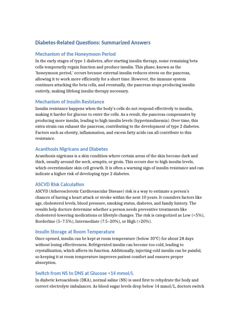 Diabetes Summary Humanized | PDF | Diabetes | Insulin