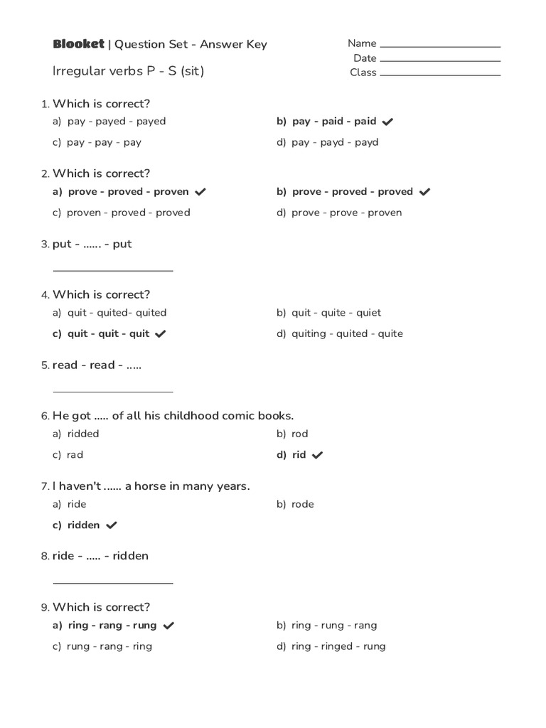 Irregular Verbs P - S (Sit) - Blooket ANSWER | PDF | Chess Theory | Chess