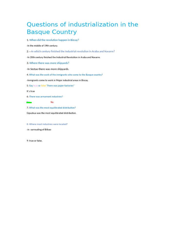 Questions of Industrialization in The Basque Country | PDF