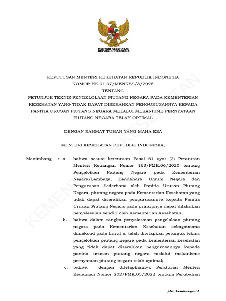 Petunjuk Teknis Pengelolaan Piutang Negara | PDF