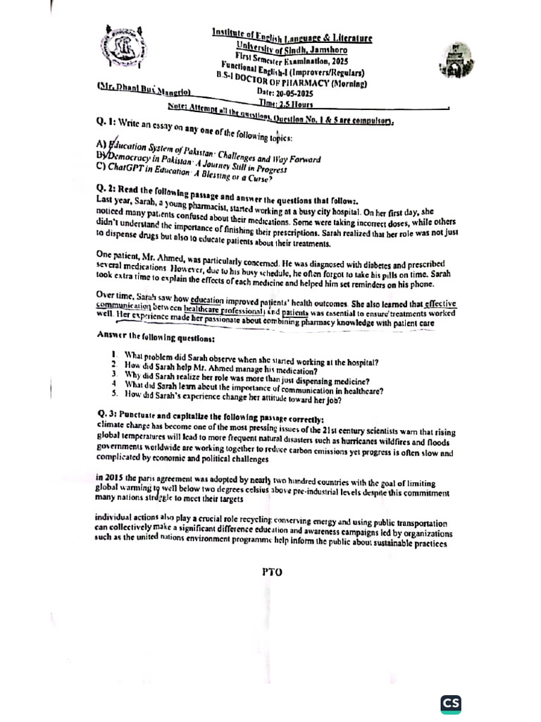 2K25 Theory Past Paper | PDF