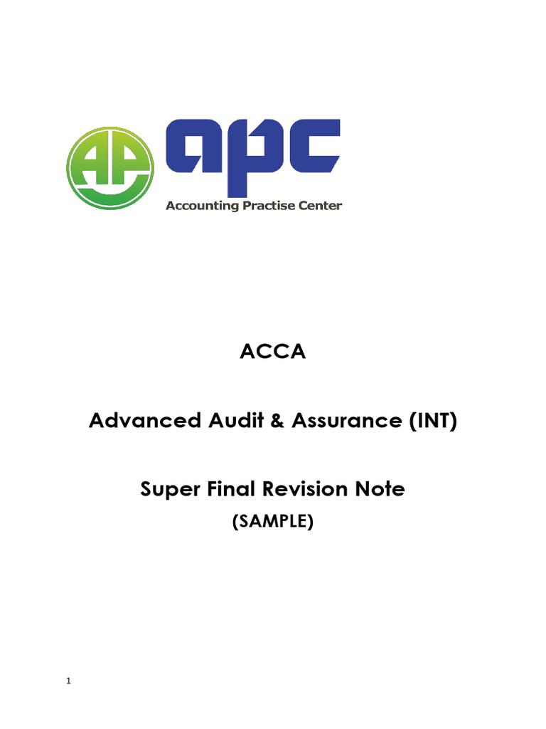 Super Final Revision Note AAA SAMPLE | PDF | Audit | Deferred Tax
