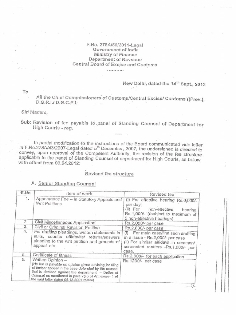 Revised Fee Structure for Counsel | PDF | Legal Procedure | Public Law